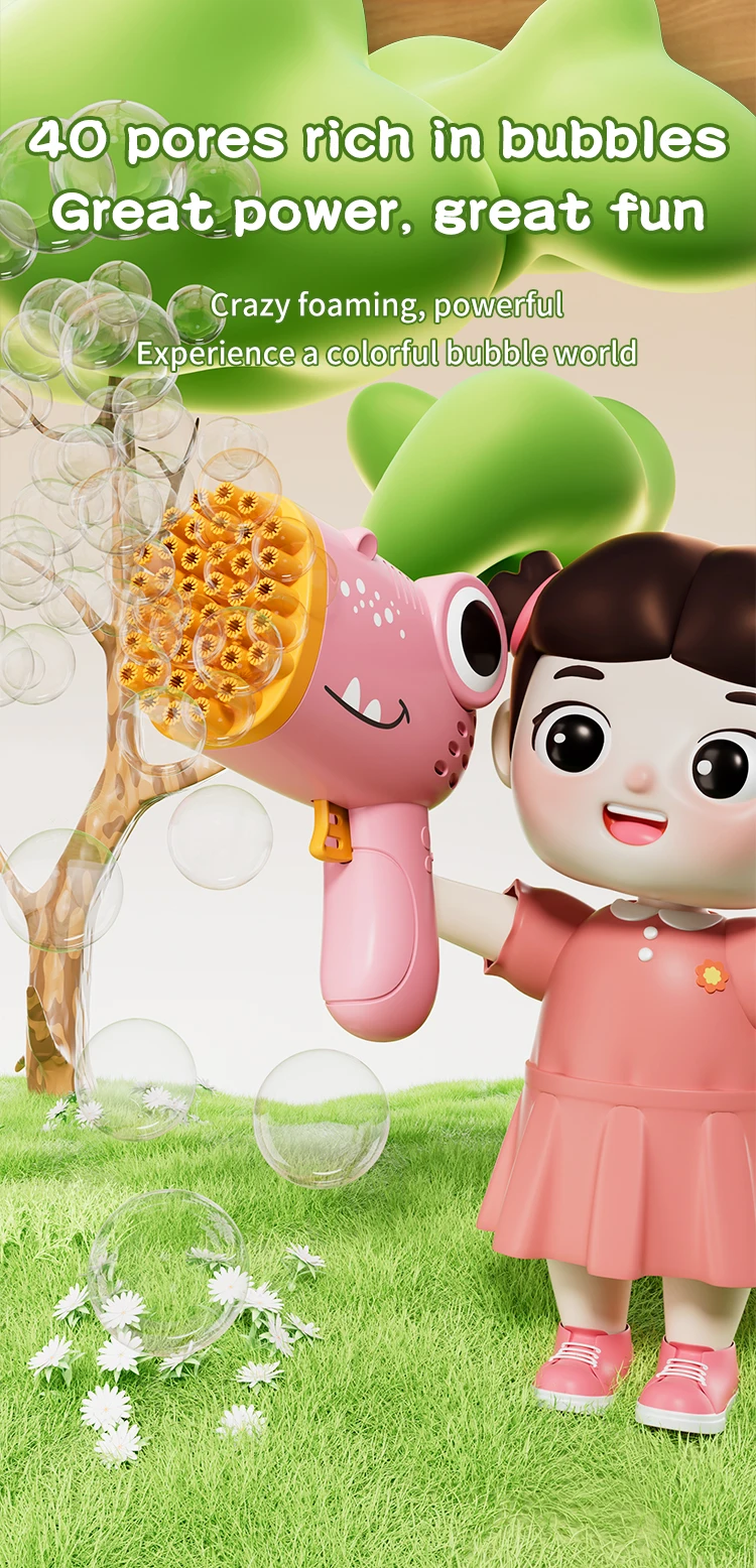 Dinosaur 40 Holes Bubble Gun - Rocket Boom Bubble Gun